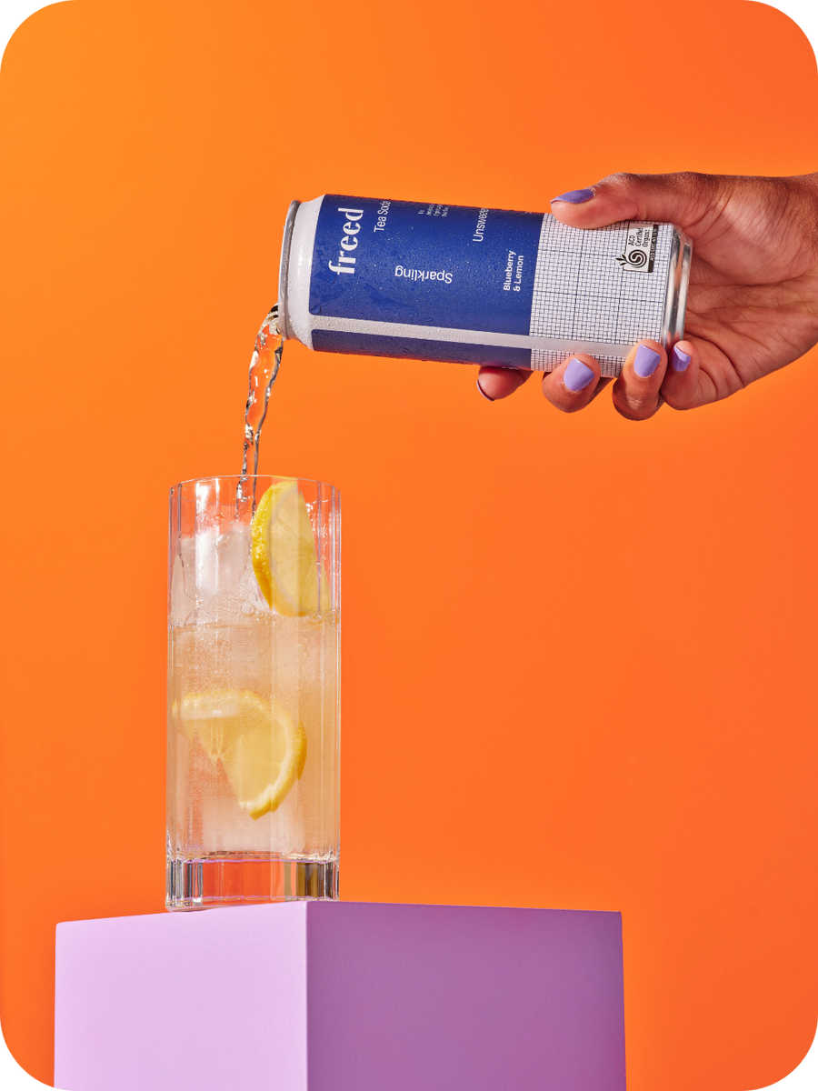 Organic Tea Soda with Blueberry & Lemon – Freed Beverages
